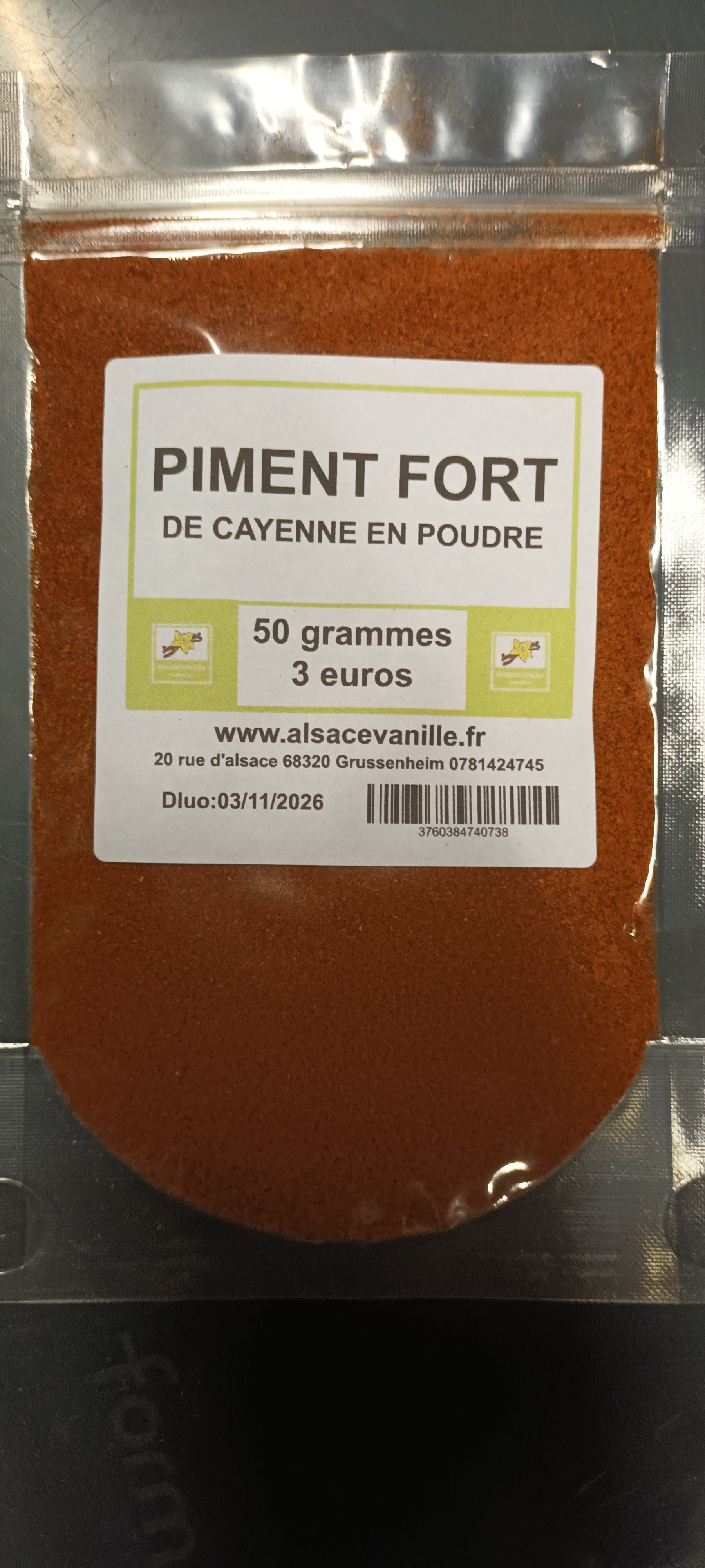 Piment fort de Cayenne en poudre 50 grammes – Alsace vanille et épices SAS